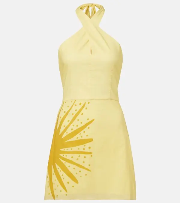 CALA DE LA CRUZ Veneta Printed Cotton Mini Dress - Yellow