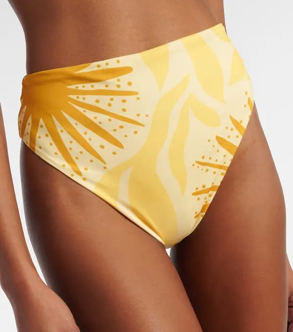 CALA DE LA CRUZ Lulu High-waisted Bikini Bottoms In Soleilama Print - Yellow