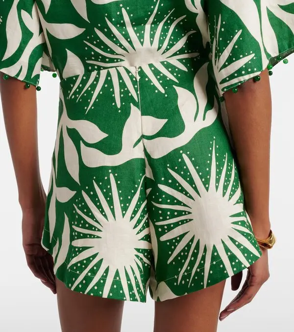 CALA DE LA CRUZ Bahamas Printed Linen Shorts