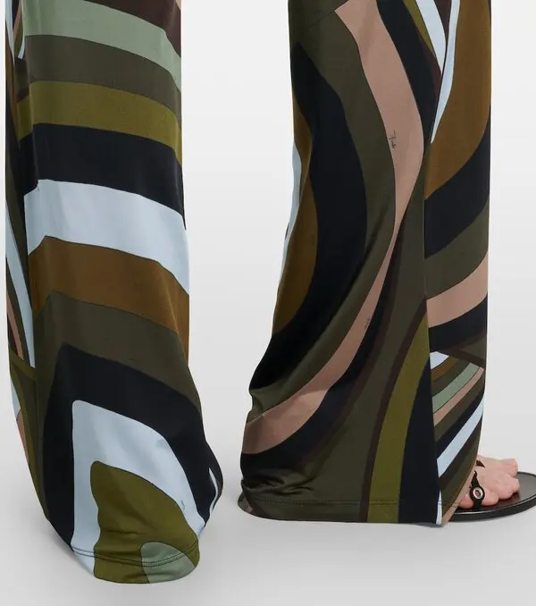 Emilio Pucci Printed Satin Jersey Wide-leg Trousers