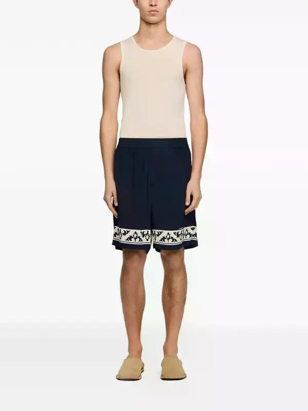Sandro Contrast Pattern Flowy Shorts