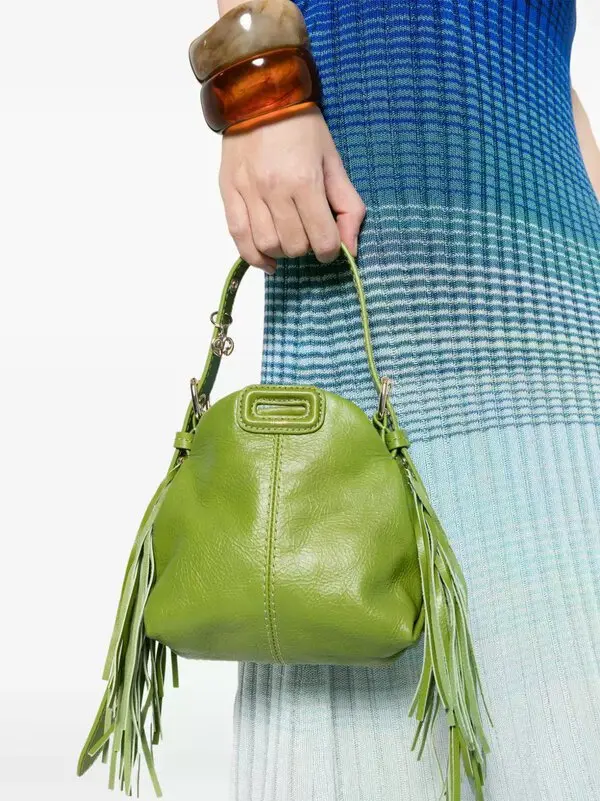 Maje Mini Miss M Fringed Tote Bag - Green