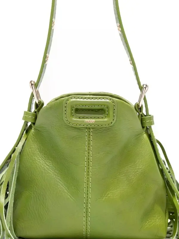 Maje Mini Miss M Fringed Tote Bag - Green