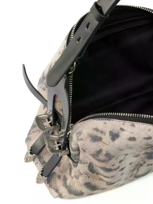 Pinko Suede Animal-print Shoulder Bag - Neutrals