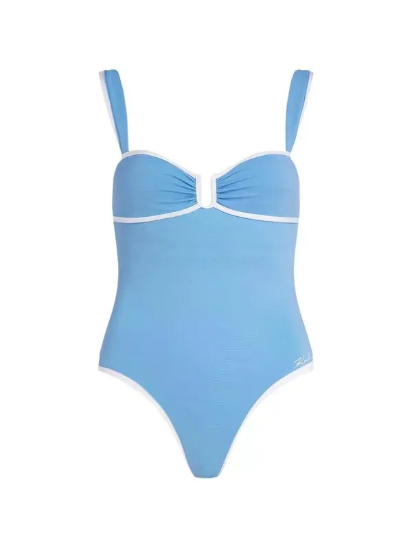 Karl Lagerfeld Signature Cheeky Swimsuit - Blue