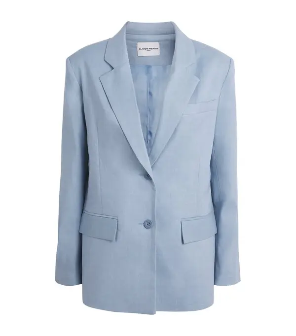 Claudie Pierlot Linen-cotton Straight Blazer - Blue