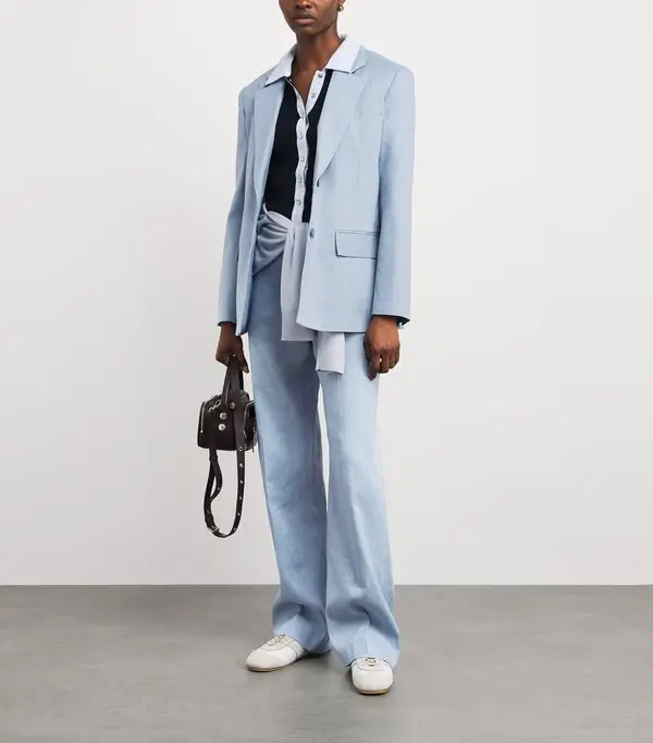 Claudie Pierlot Linen-cotton Straight Blazer - Blue