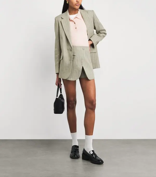 Maje Linen-cotton Blend Stripe Skort - Brown