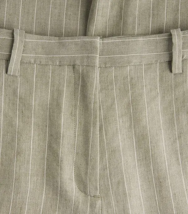 Maje Linen-cotton Blend Tailored Trousers With Pinstripes