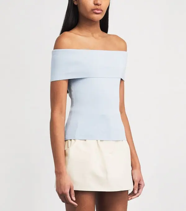 Maje Off-the-shoulder Knit Top - Blue