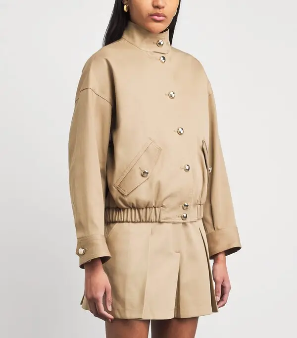 Maje Cotton High-neck Bomber Jacket