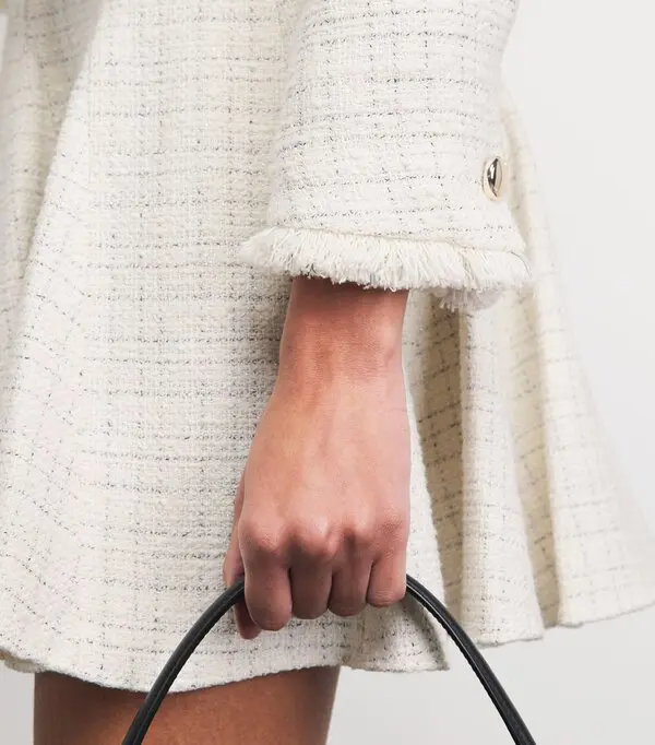 Maje Textured Cropped Jacket With Frayed Edges