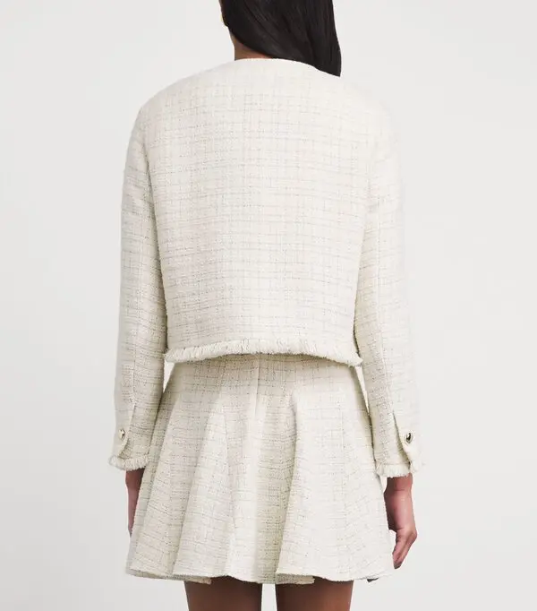 Maje Textured Cropped Jacket With Frayed Edges