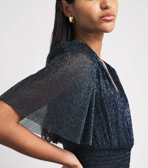 Maje Metallic Pleated Midi Dress