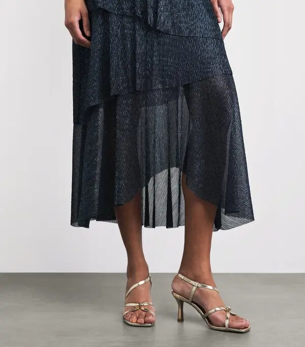 Maje Metallic Pleated Midi Dress