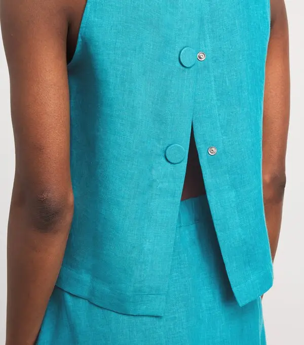 ERES Linen Sleeveless Blouse - Blue