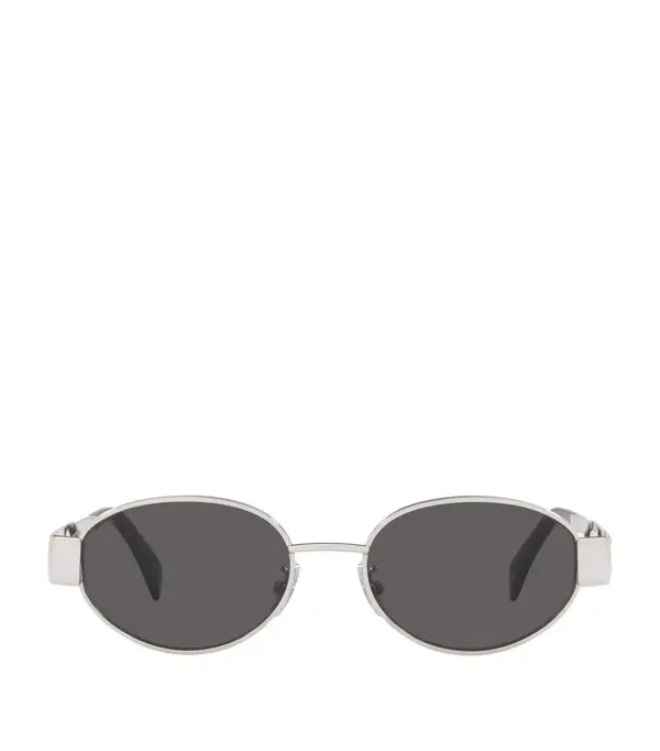 Celine Metal Triomphe Oval Sunglasses - Grey