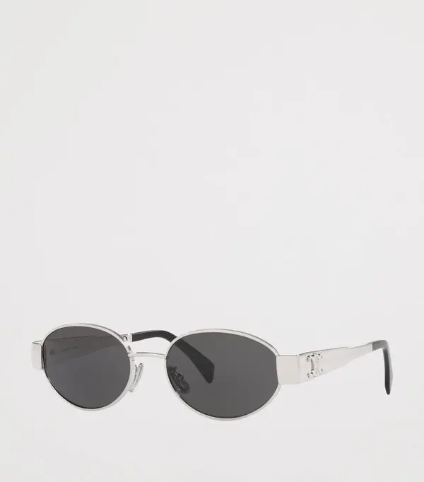 Celine Metal Triomphe Oval Sunglasses - Grey