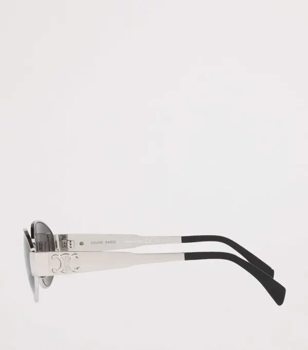 Celine Metal Triomphe Oval Sunglasses - Grey