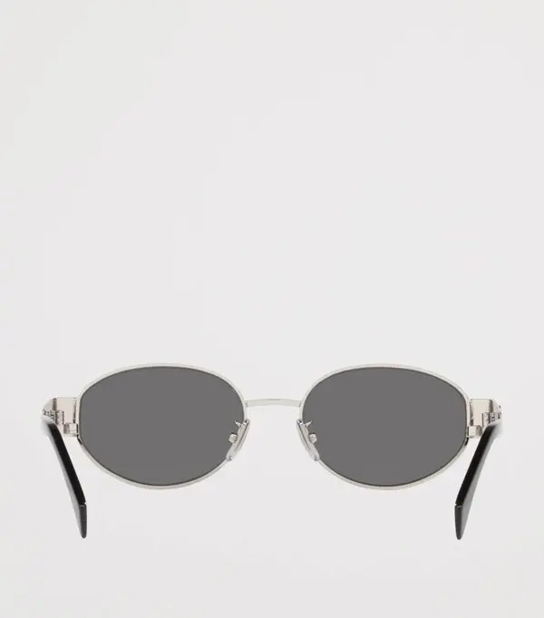 Celine Metal Triomphe Oval Sunglasses - Grey