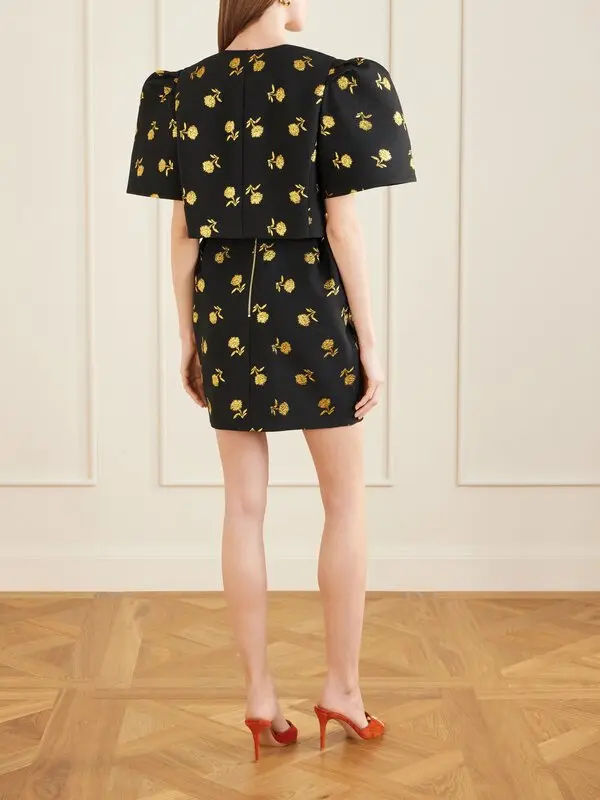 Carolina Herrera Cropped Embroidered Jacquard Evening Jacket