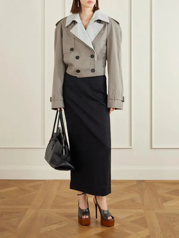 Attico Double-breasted Cropped Trench Coat