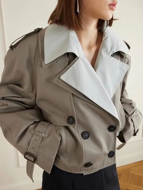 Attico Double-breasted Cropped Trench Coat