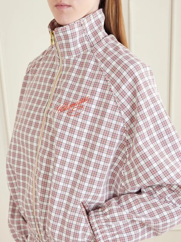 WILLY CHAVARRIA Ruff Rider Embroidered Checked Track Jacket