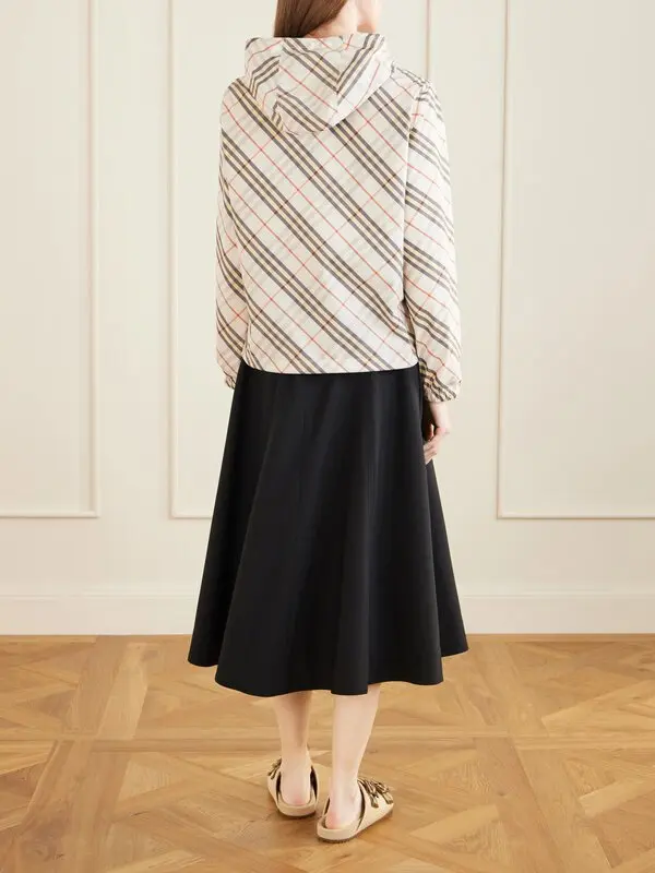 Burberry Checked Hooded Shell Jacket
