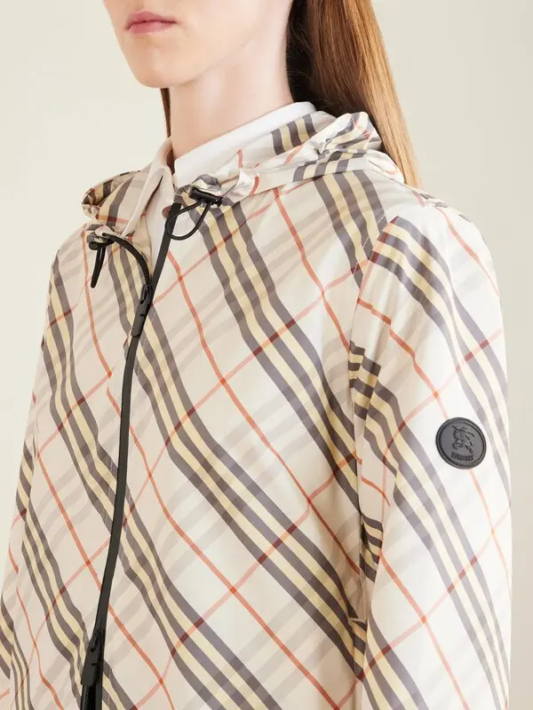 Burberry Checked Hooded Shell Jacket