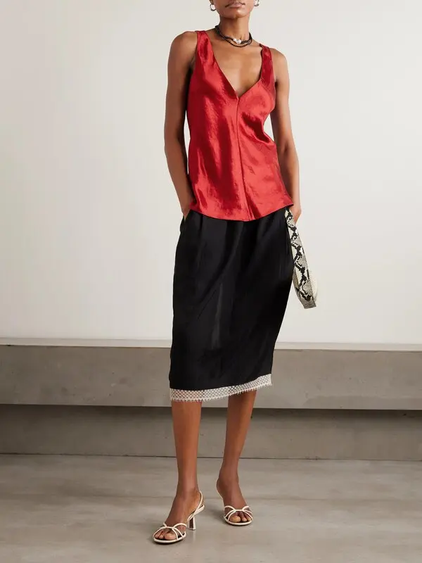 Maria Mcmanus Paneled Hammered Satin Camisole