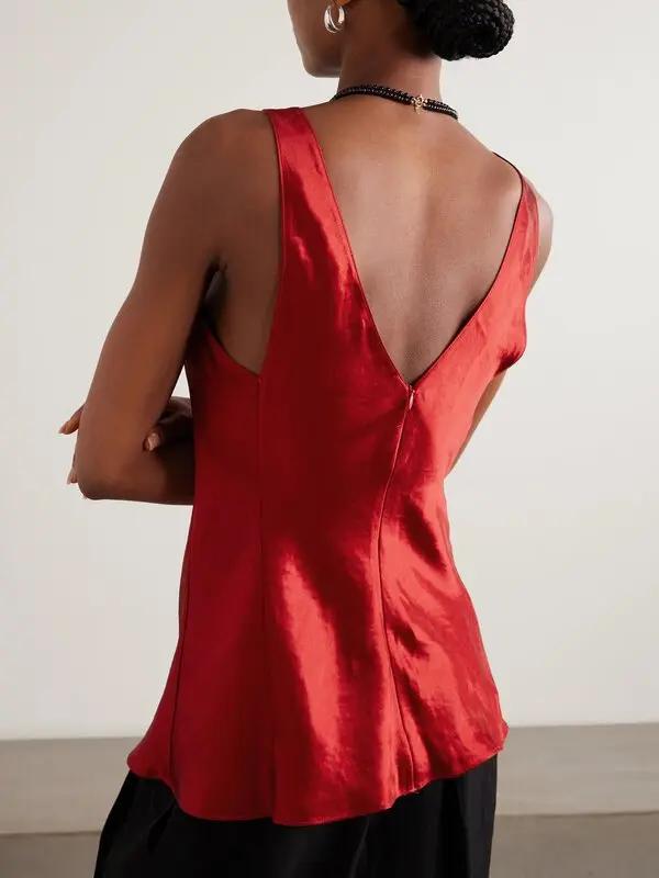 Maria Mcmanus Paneled Hammered Satin Camisole