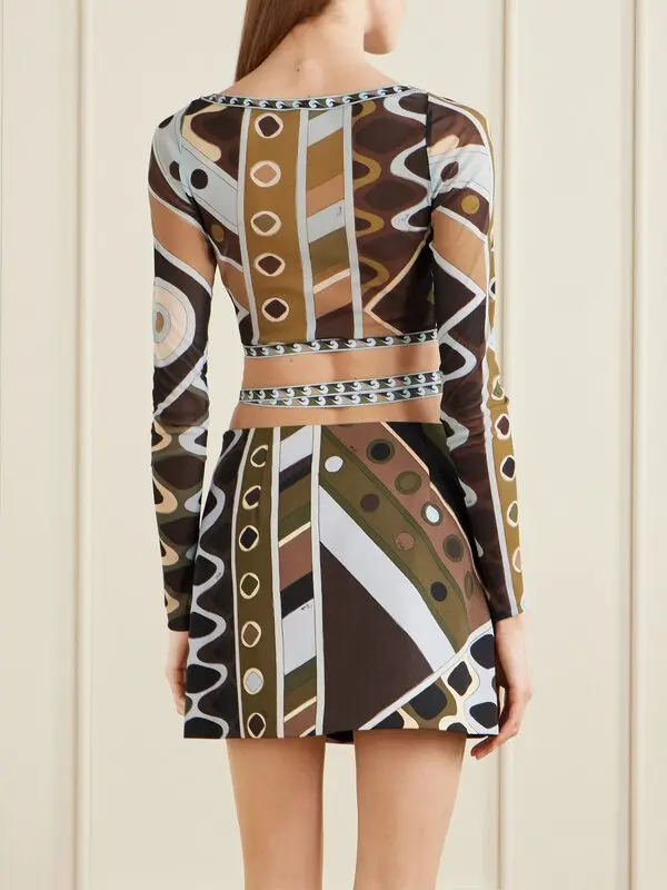 Emilio Pucci Printed Tulle Top - Green
