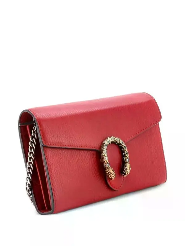 Gucci Dionysus Chain Wallet Leather With Embellished Detail Small Crossbody Bag - Red