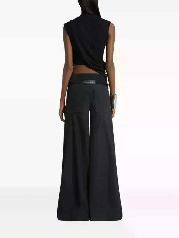 COURREGES Ribbed High Neck Draped Panel Top