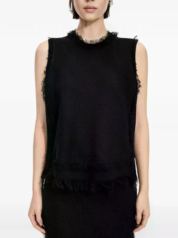JNBY Fringed Knit Vest Top - Black