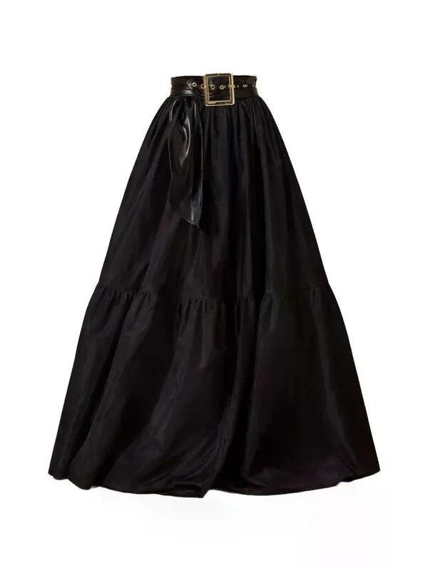 GIADA CURTI Tiered Belted Maxi Skirt