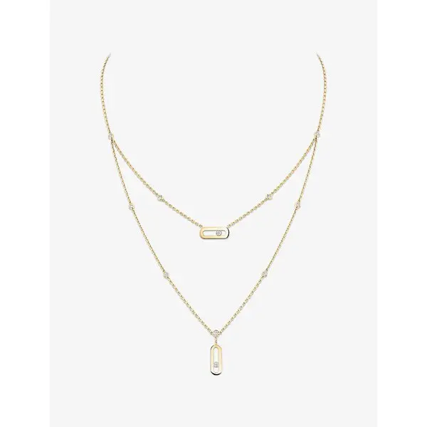 Messika Move Uno 18ct Gold And Diamond Two-row Necklace - Yellow