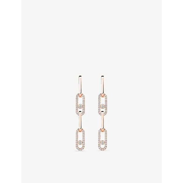 Messika Move Link Convertible 18ct Gold And 1.70ct Diamond Drop Earrings - Pink