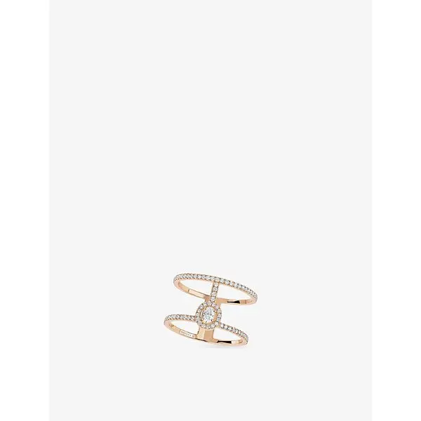 Messika Glam'azone 2 Row Pavé 18ct Gold And Diamond Ring - Pink