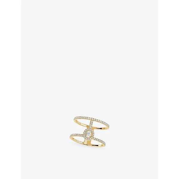 Messika Glam'azone 2 Row Pavé 18ct Gold And Diamond Ring - Yellow