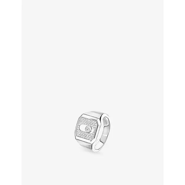 Messika Move Joaillerie Pave 18ct Gold And Diamond Signet Ring - White