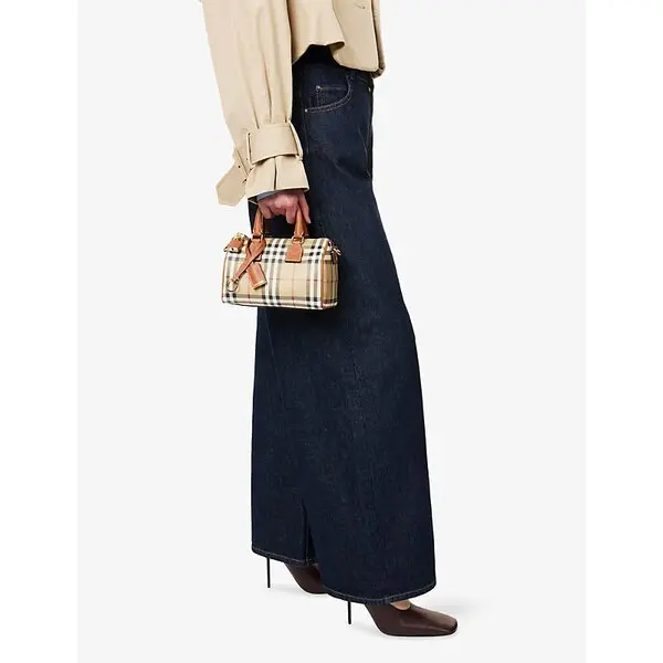Burberry Mini Check Bowling Cross-body Bag - Briar Brown