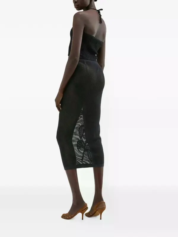 MARGHERITA MACCAPANI Seamless Midi Skirt With Floral Detail - Black