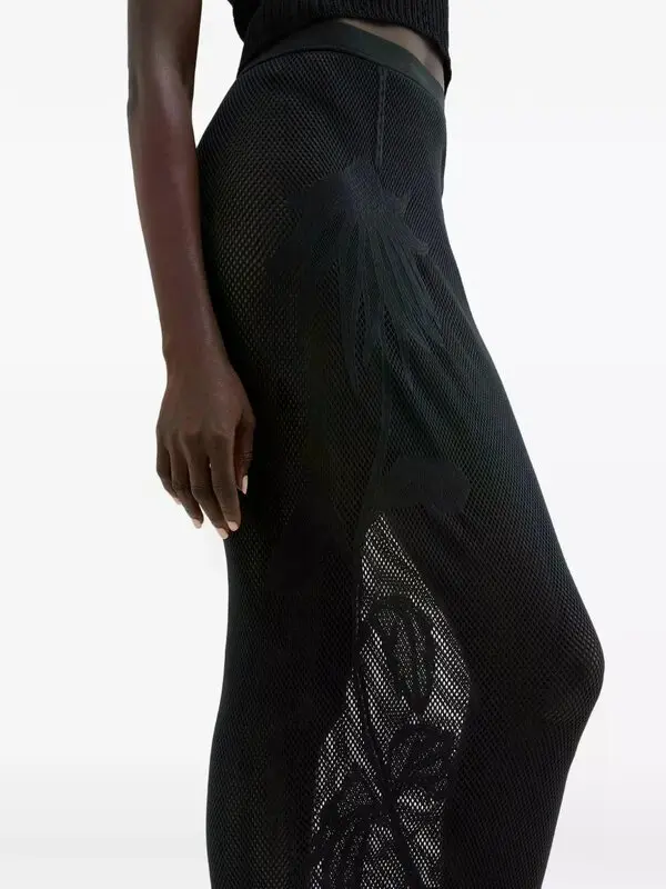 MARGHERITA MACCAPANI Seamless Midi Skirt With Floral Detail - Black