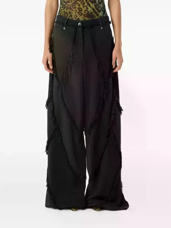 Blumarine Frayed Denim Trousers - Black