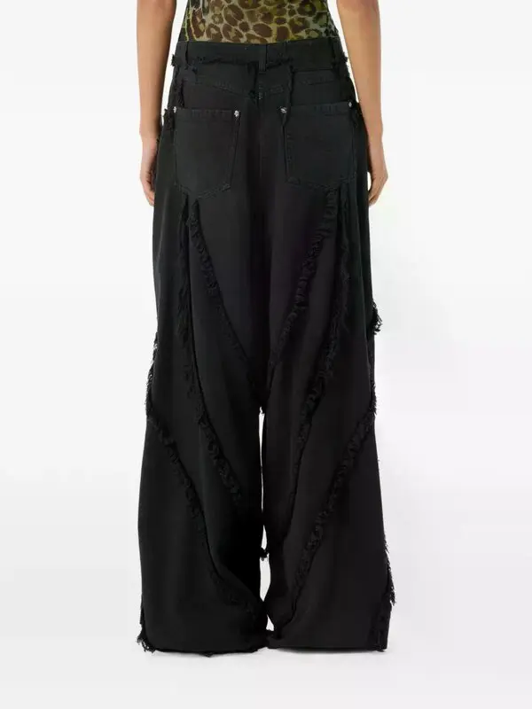 Blumarine Frayed Denim Trousers - Black
