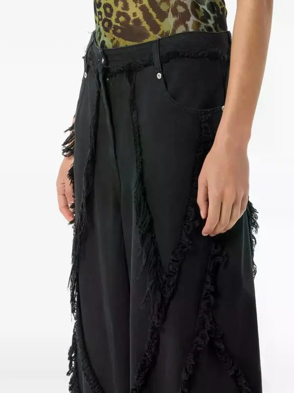Blumarine Frayed Denim Trousers - Black