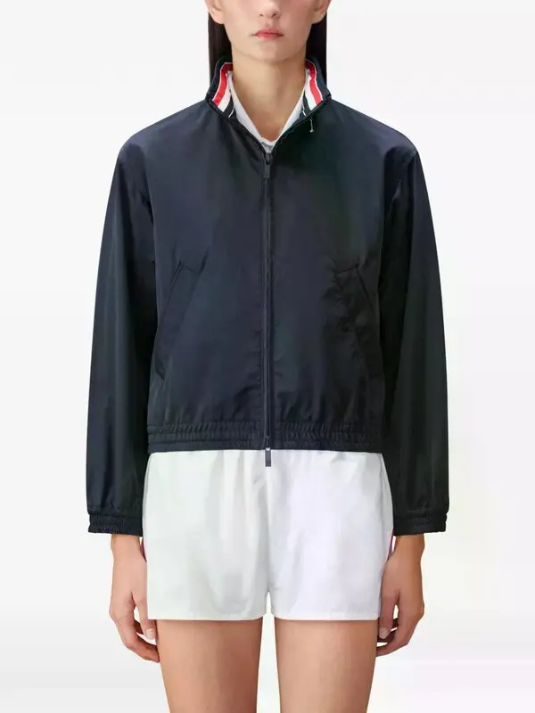 Thom Browne Hooded Zip Jacket With Rwb Stripes