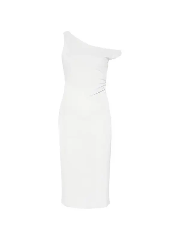Patrizia Pepe Draped One-shoulder Midi Dress - Grey